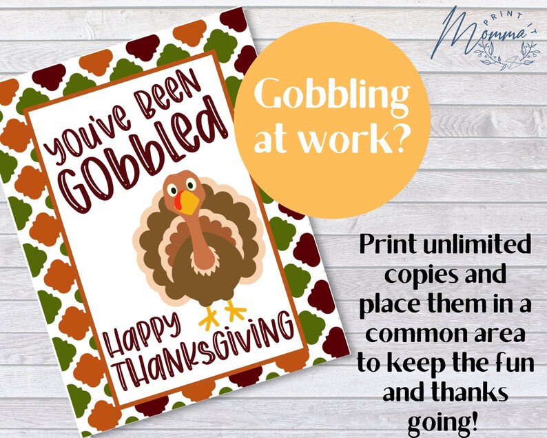 You've Been Gobbled Thanksgiving Printable You've Been Gobbled Kit We ...