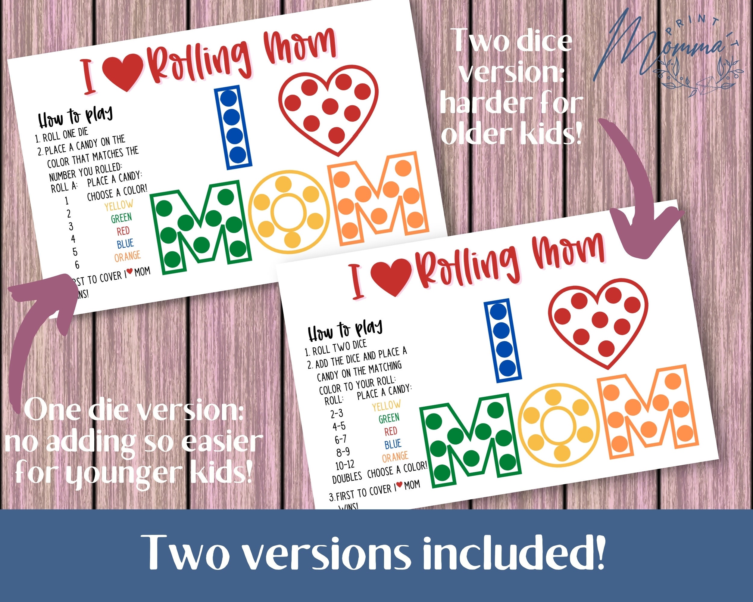 I HEART Rolling Mom Kids Dice Game Printable | Mother's Day Kids ...