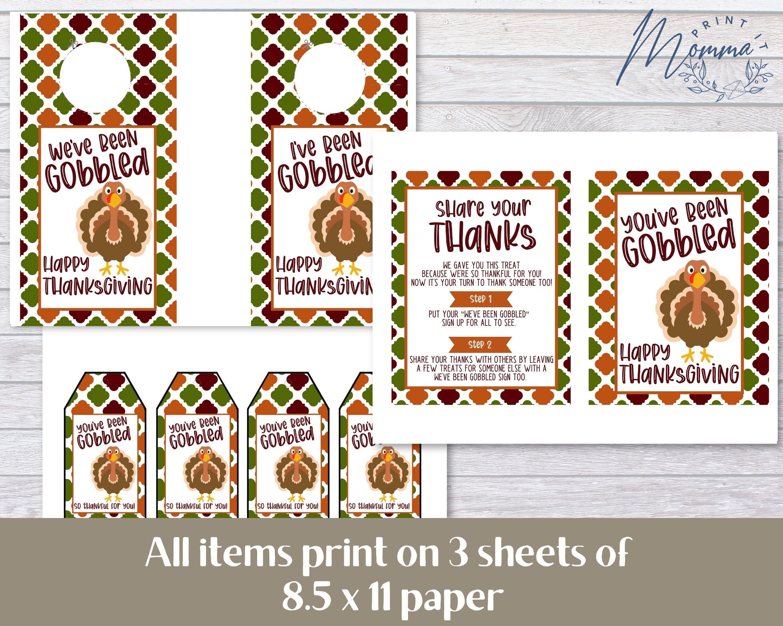 You've Been Gobbled Thanksgiving Printable You've Been Gobbled Kit We ...
