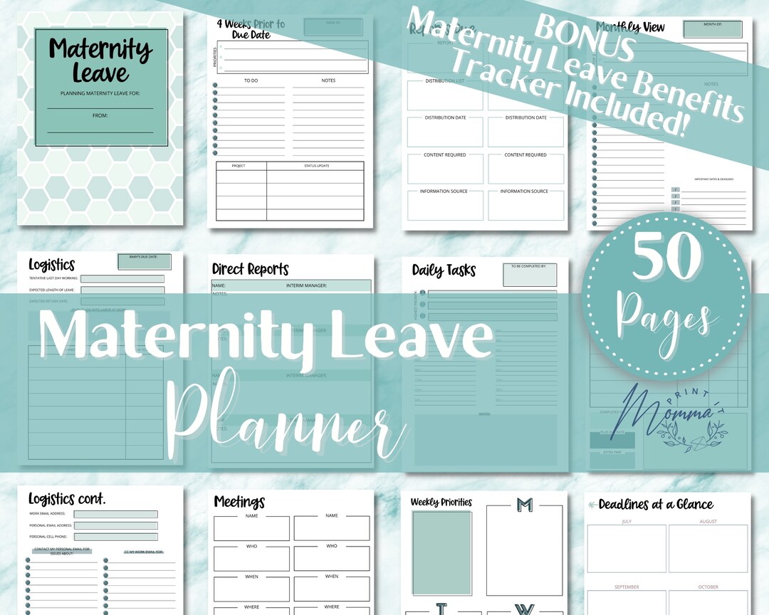 Maternity Leave Planner Printable | Fillable Work Maternity Leave Plan ...