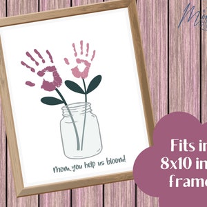 Mother's Day Flowers Gift From Kids Printable | Handprint Art Mom Gift ...