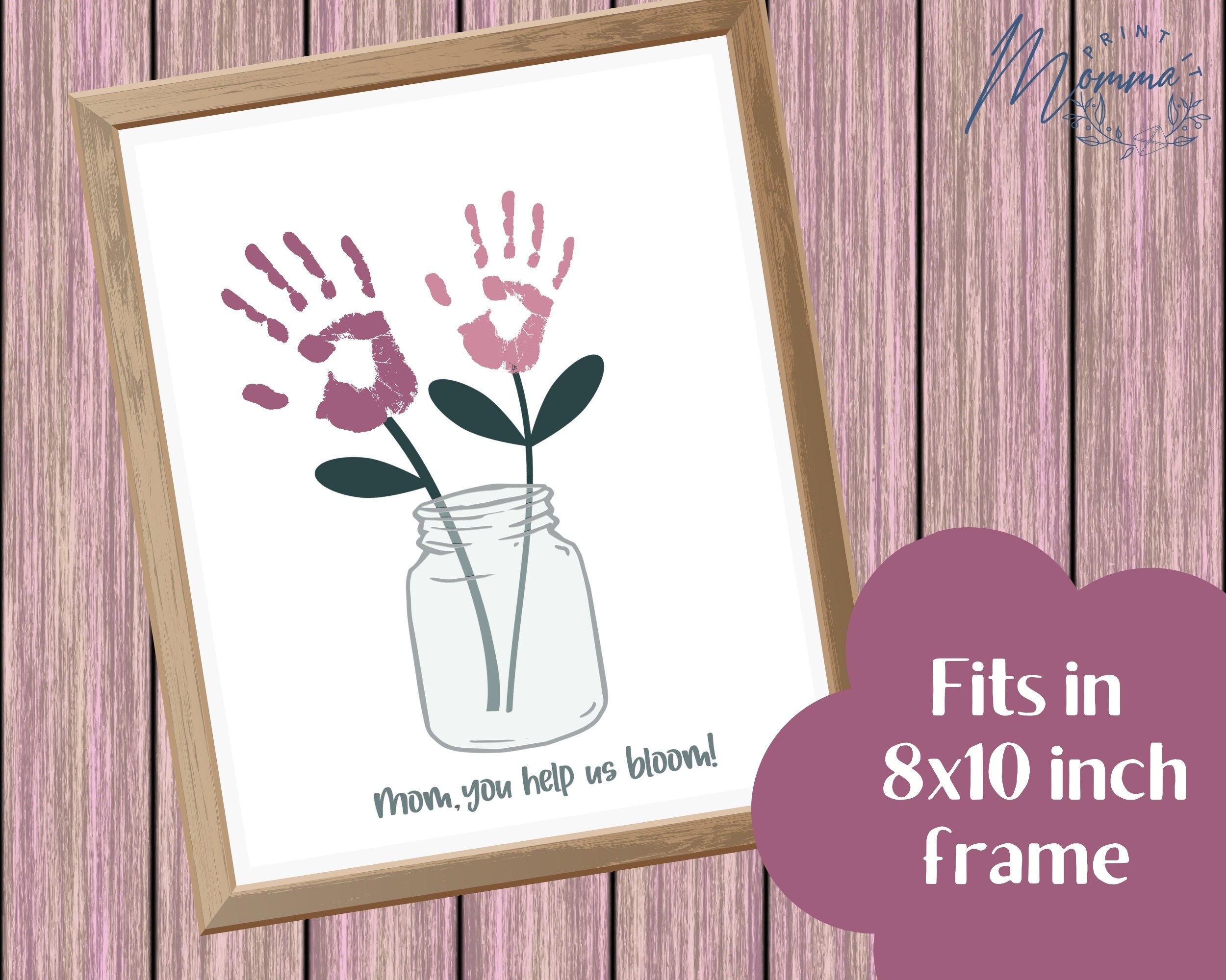Mother's Day Flowers Gift From Kids Printable Handprint Art Mom Gift ...