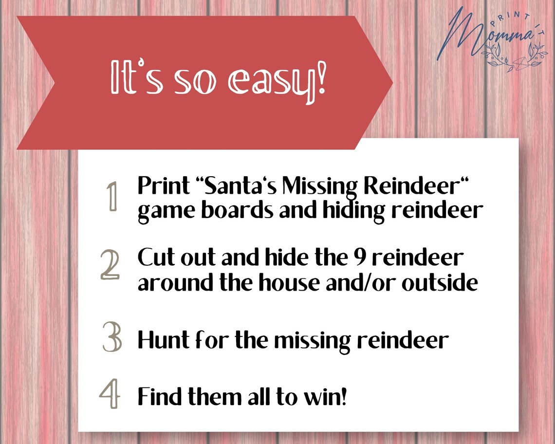 Find Santa's Missing Reindeer Game Printable Reindeer | Etsy