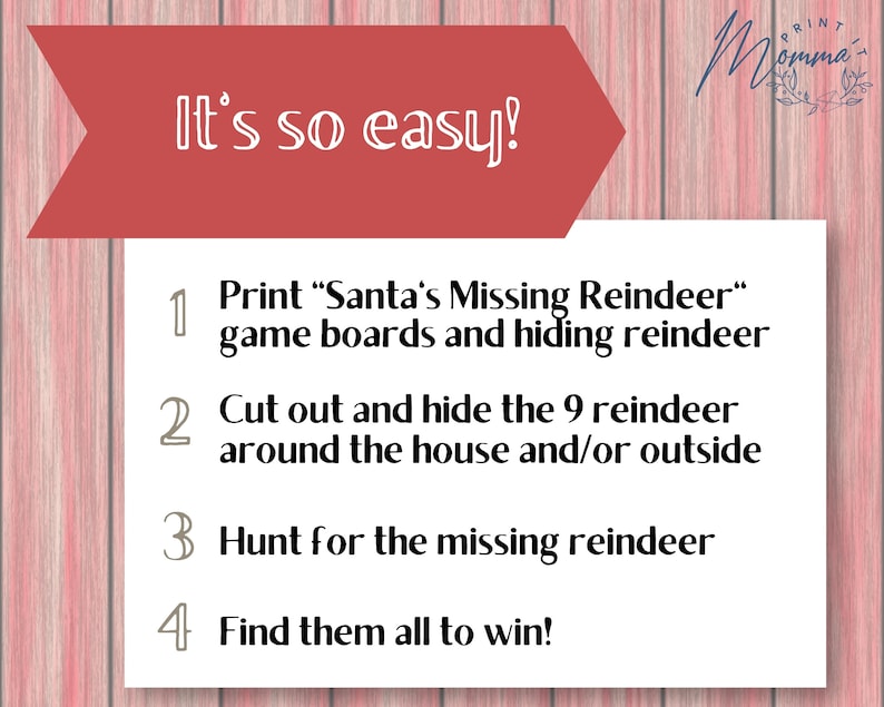 Find Santa's Missing Reindeer Game Printable | Reindeer Scavenger Hunt ...