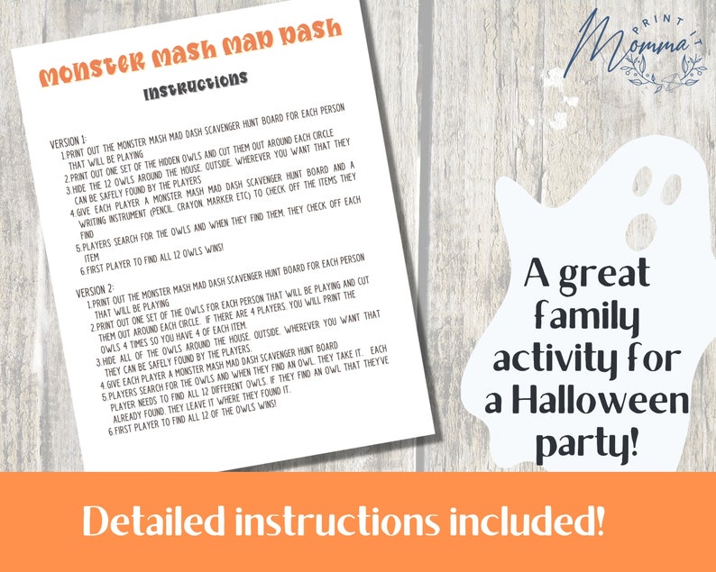 Scavenger Hunt Halloween Owls Printable | Monster Mash Kids Activity ...