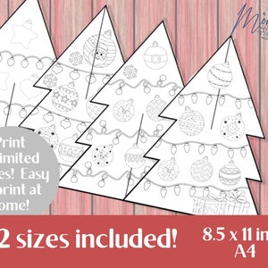 3D Paper Christmas Tree Coloring Activity Printable | Kids DIY ...