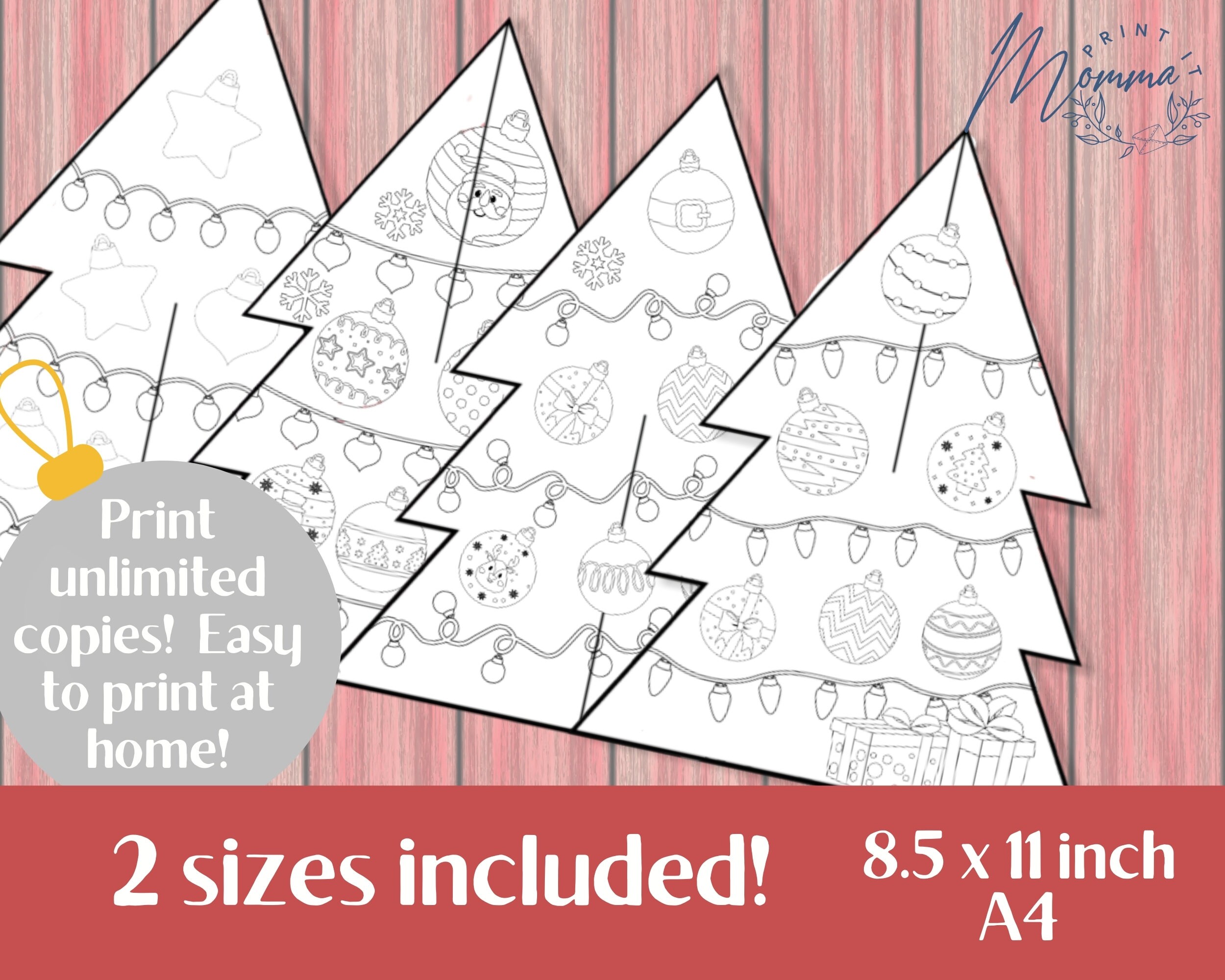 3D Paper Christmas Tree Coloring Activity Printable | Kids DIY ...