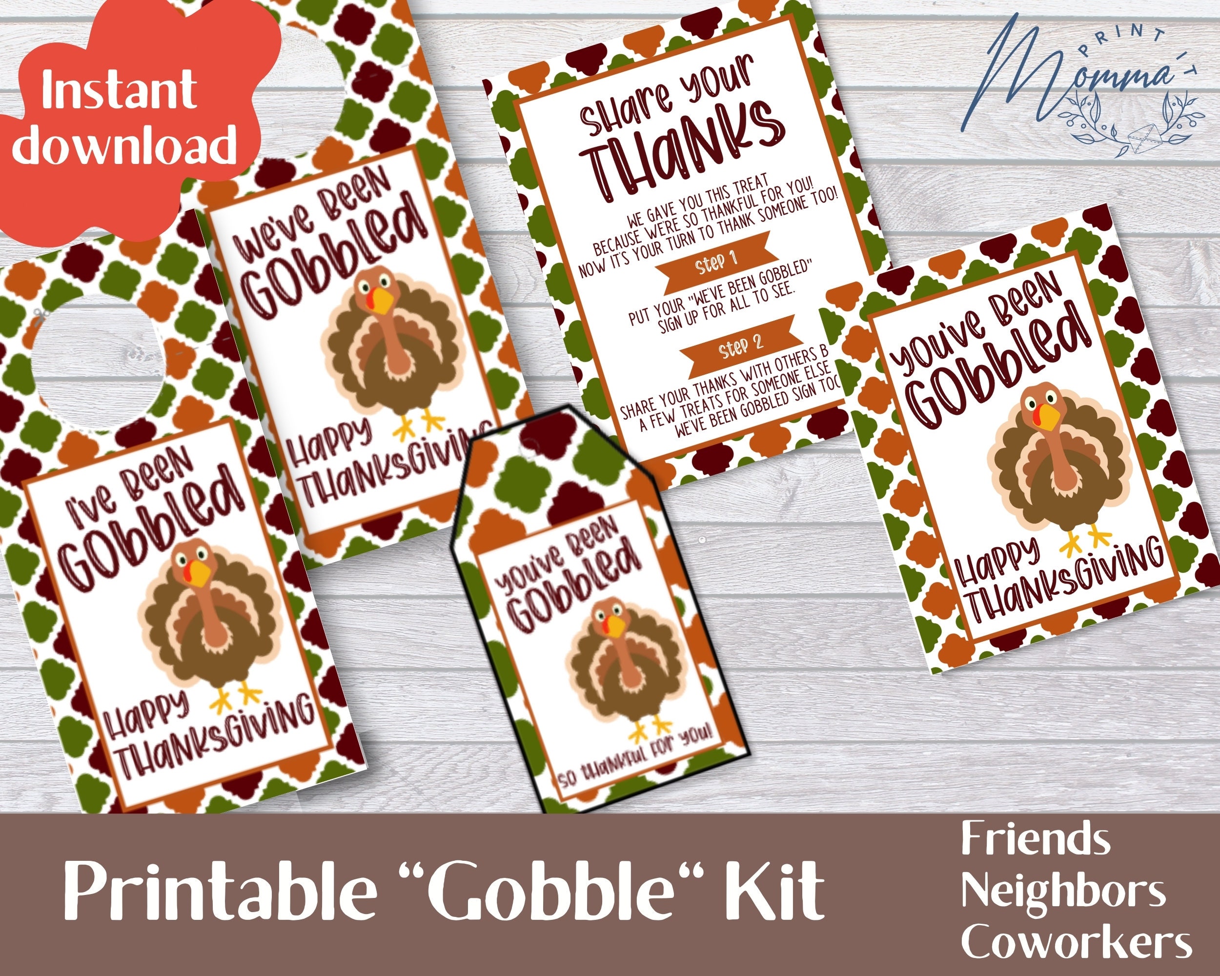 You've Been Gobbled Thanksgiving Printable You've Been Gobbled Kit We ...