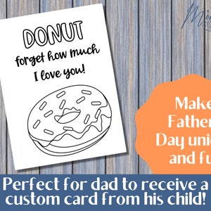 Father's Day Coloring Card Printable | Kids Coloring DIY Card Digital ...