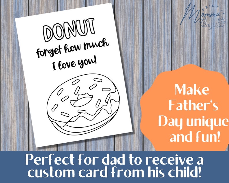 Father's Day Coloring Card Printable | Kids Coloring DIY Card Digital ...