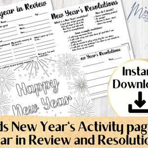 New Year's Kids Activity Pages Printable | My Year in Review Kids ...