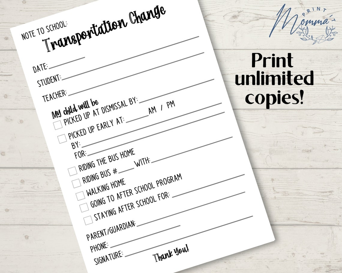 Note to School | Note for School Absence | Excuse Note to School ...