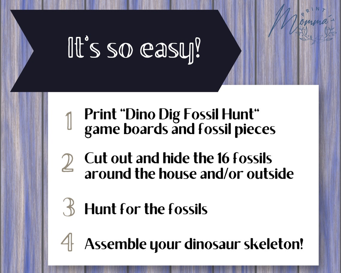 Scavenger Hunt for Dinosaur Fossils Printable Dino Dig | Etsy