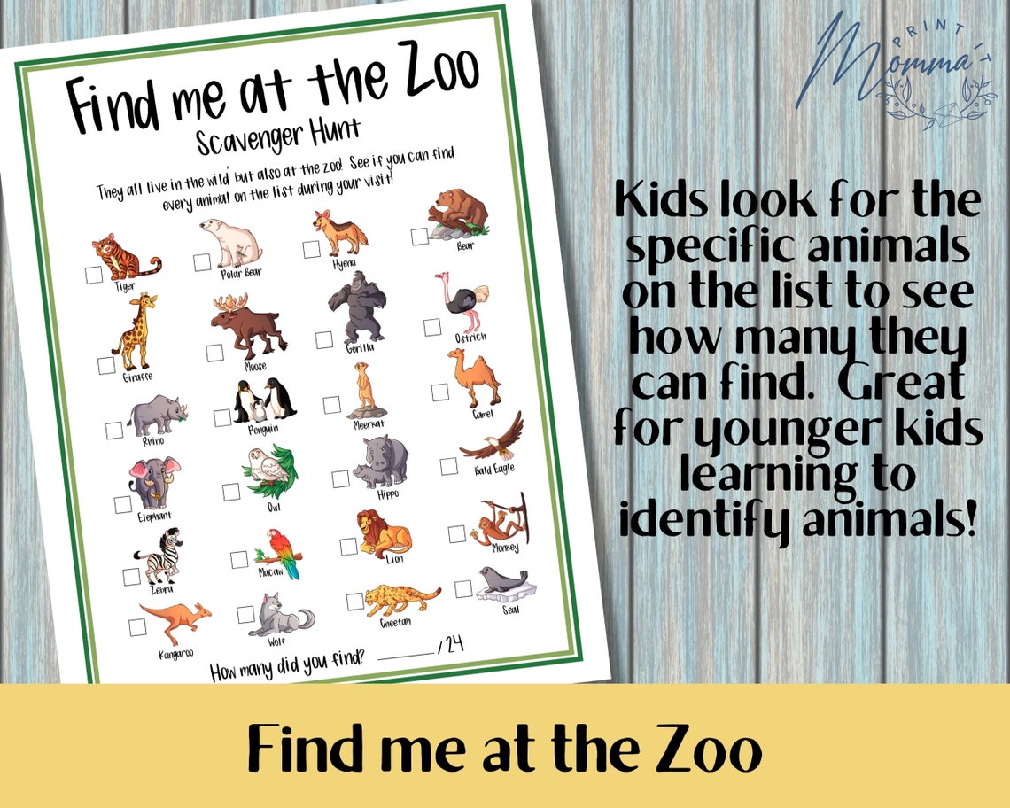Zoo Scavenger Hunt Bundle Printable | Family Zoo Trip Activity Digital ...