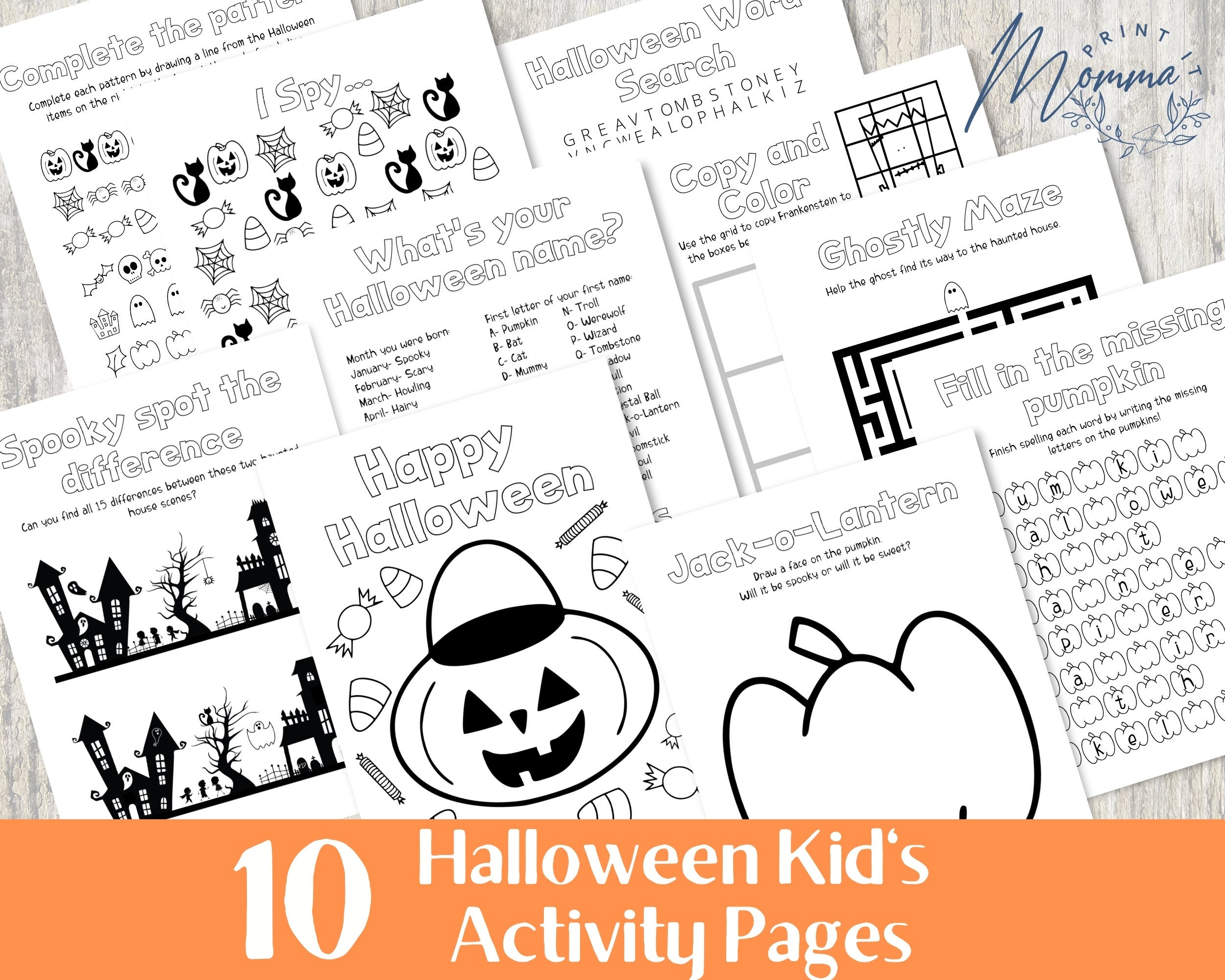 Halloween Kids Activity Pages Printable | Halloween Activity Sheets ...