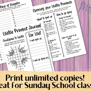Lent Journal Kids Activity Page Printable | 40 Days of Lent and Random ...
