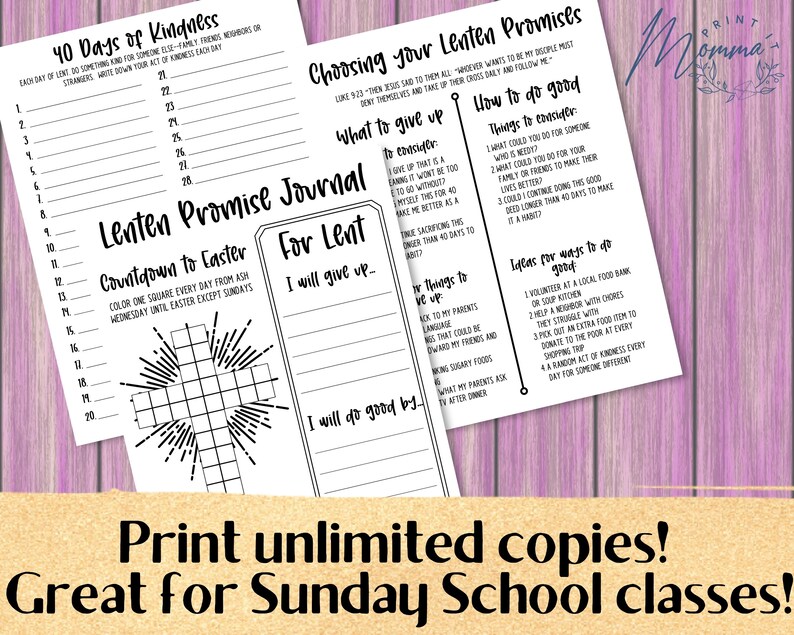 Lent Journal Kids Activity Page Printable | 40 Days of Lent and Random ...