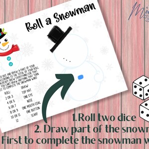 Roll a Snowman Game Printable Roll a Snowman Drawing Game Digital ...