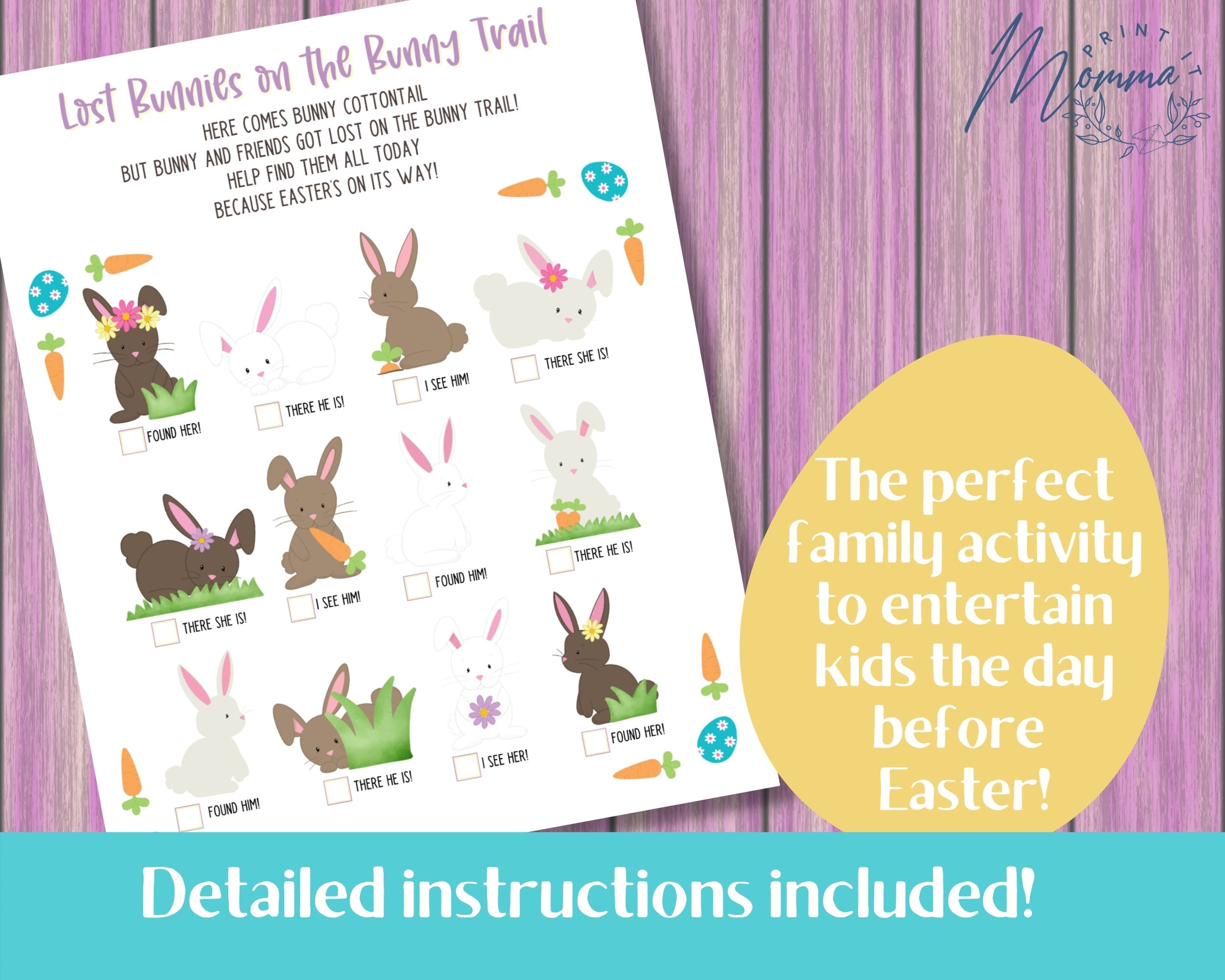 Easter Scavenger Hunt Lost Bunnies on the Bunny Trail Printable Easter ...