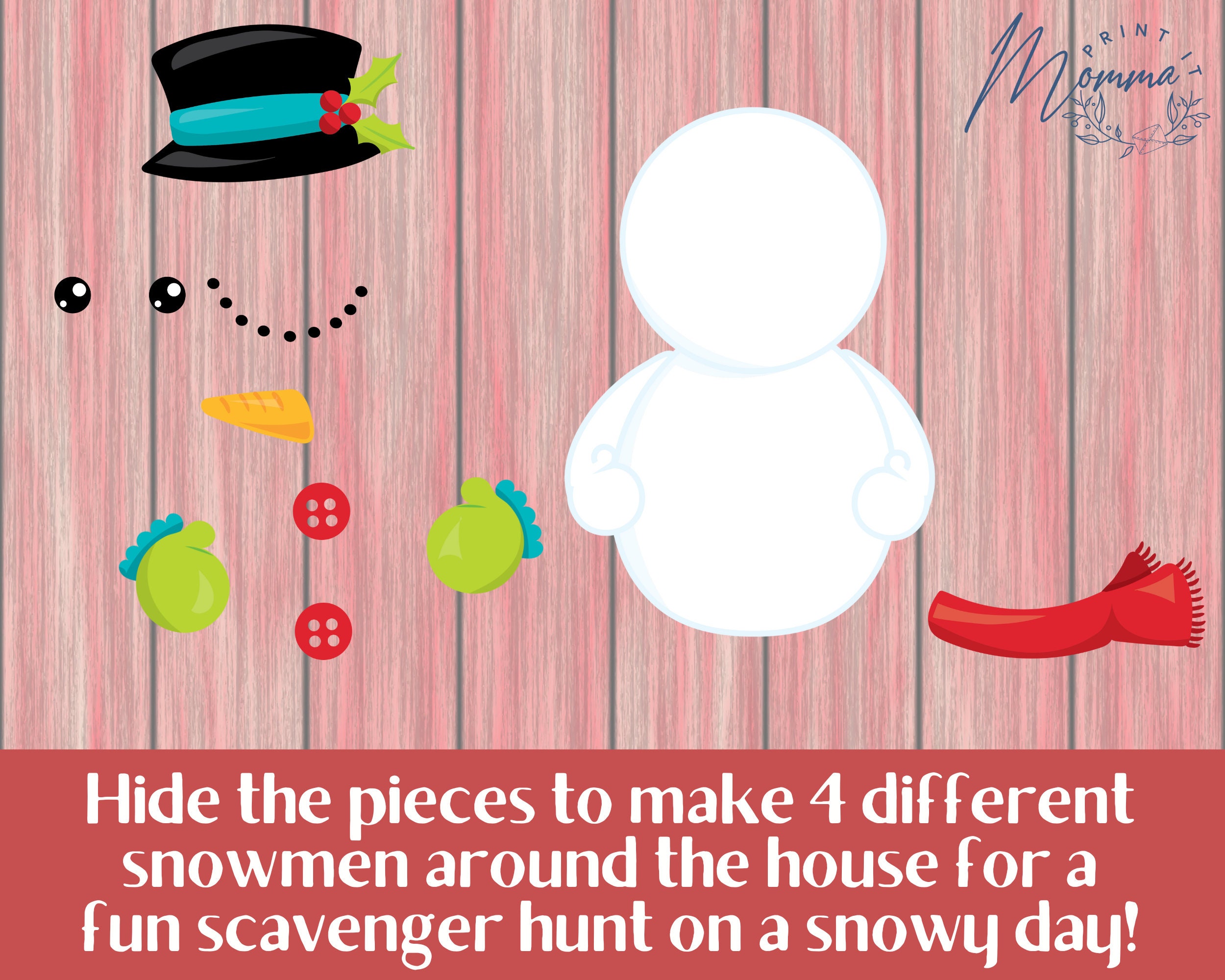 Build a Snowman Game Printable Snowman Scavenger Hunt Digital Download ...