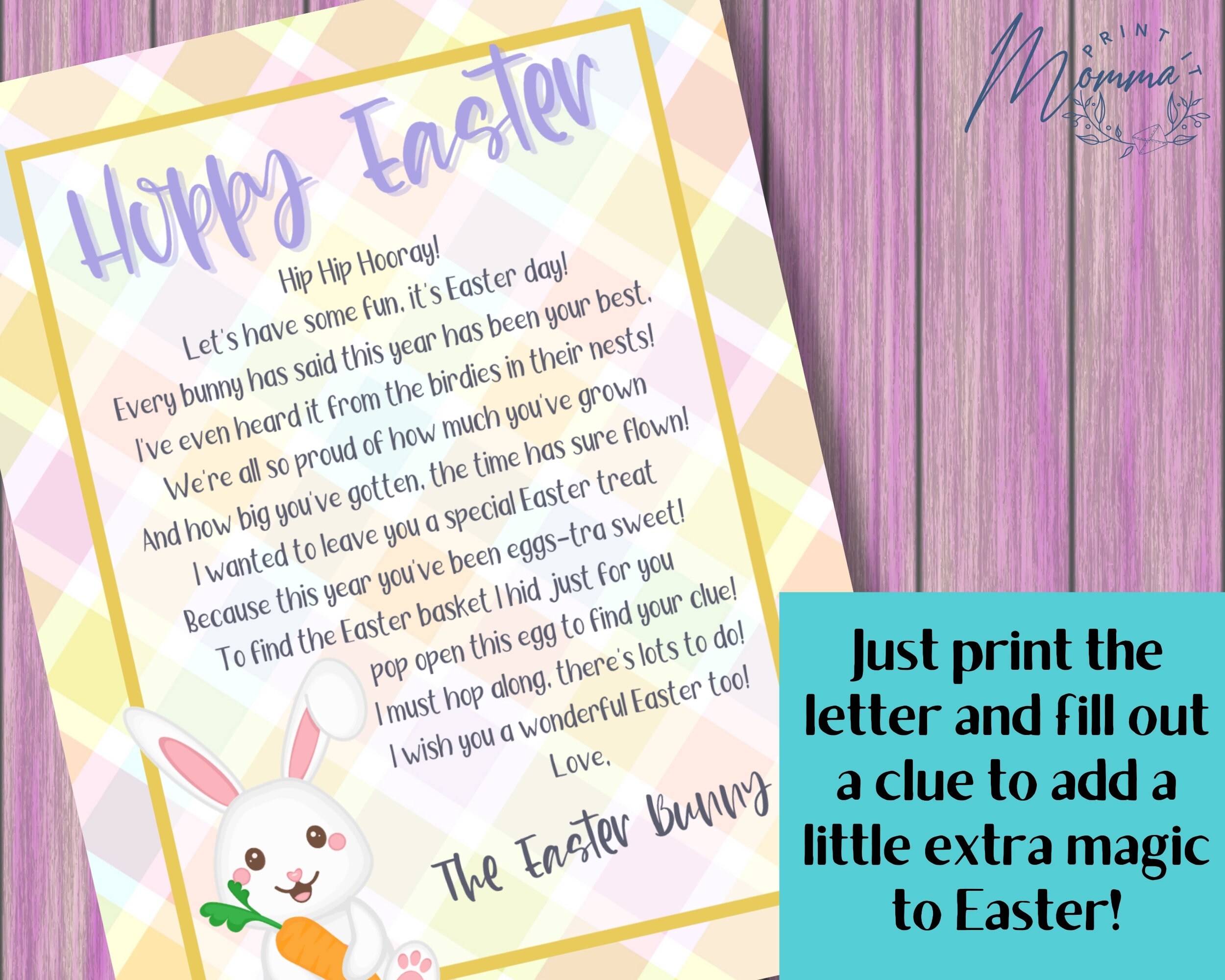 Easter Bunny Basket Letter and Clues Printable Easter Basket Scavenger ...