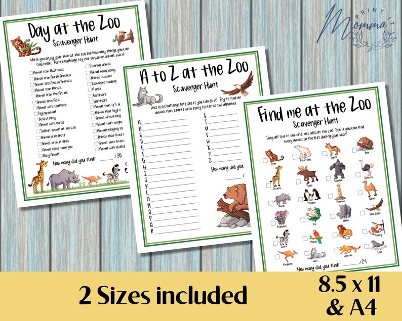 Zoo Scavenger Hunt Bundle Printable Family Zoo Trip Activity | Etsy