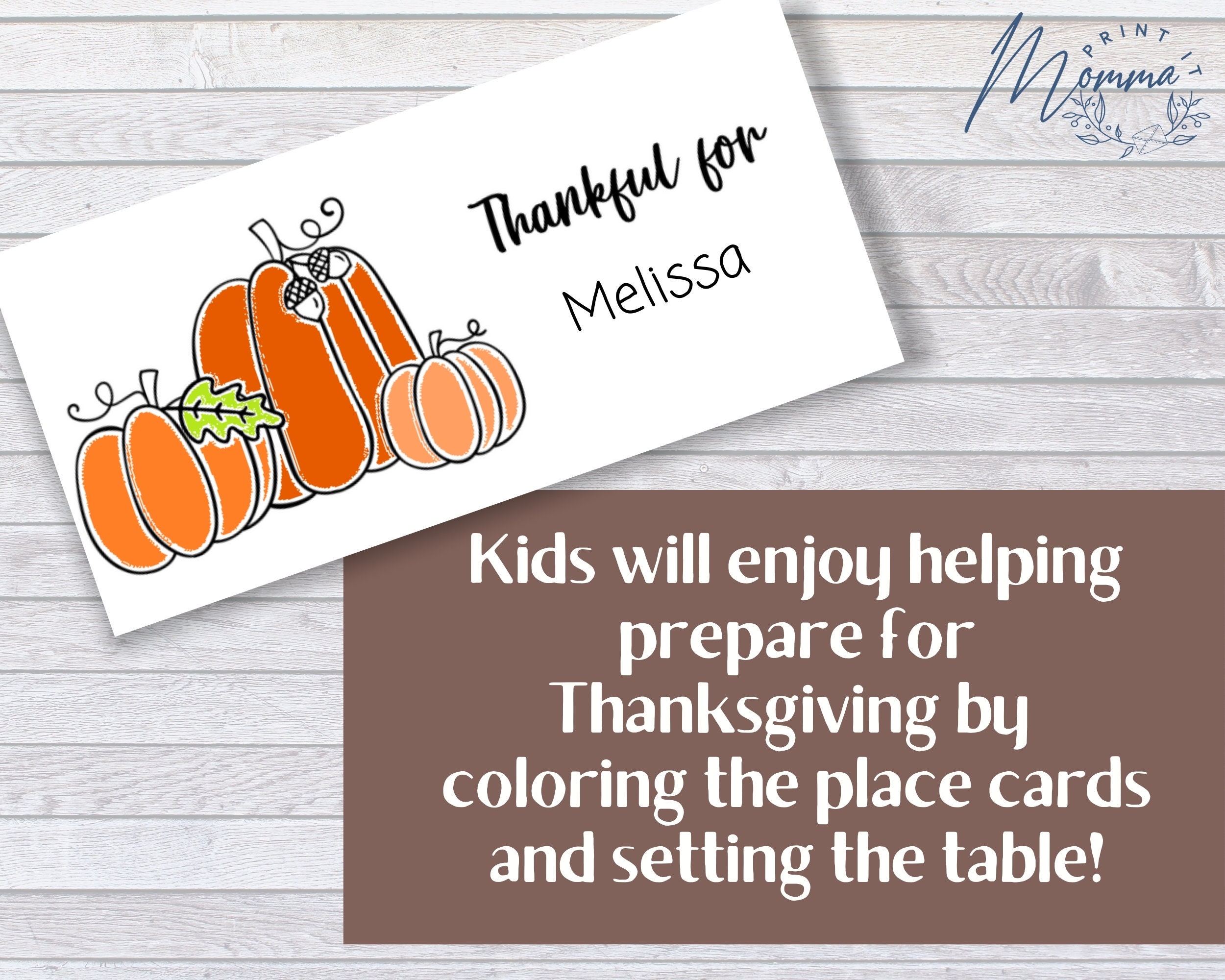 Thanksgiving Activity Coloring Table Place Cards Printable ...