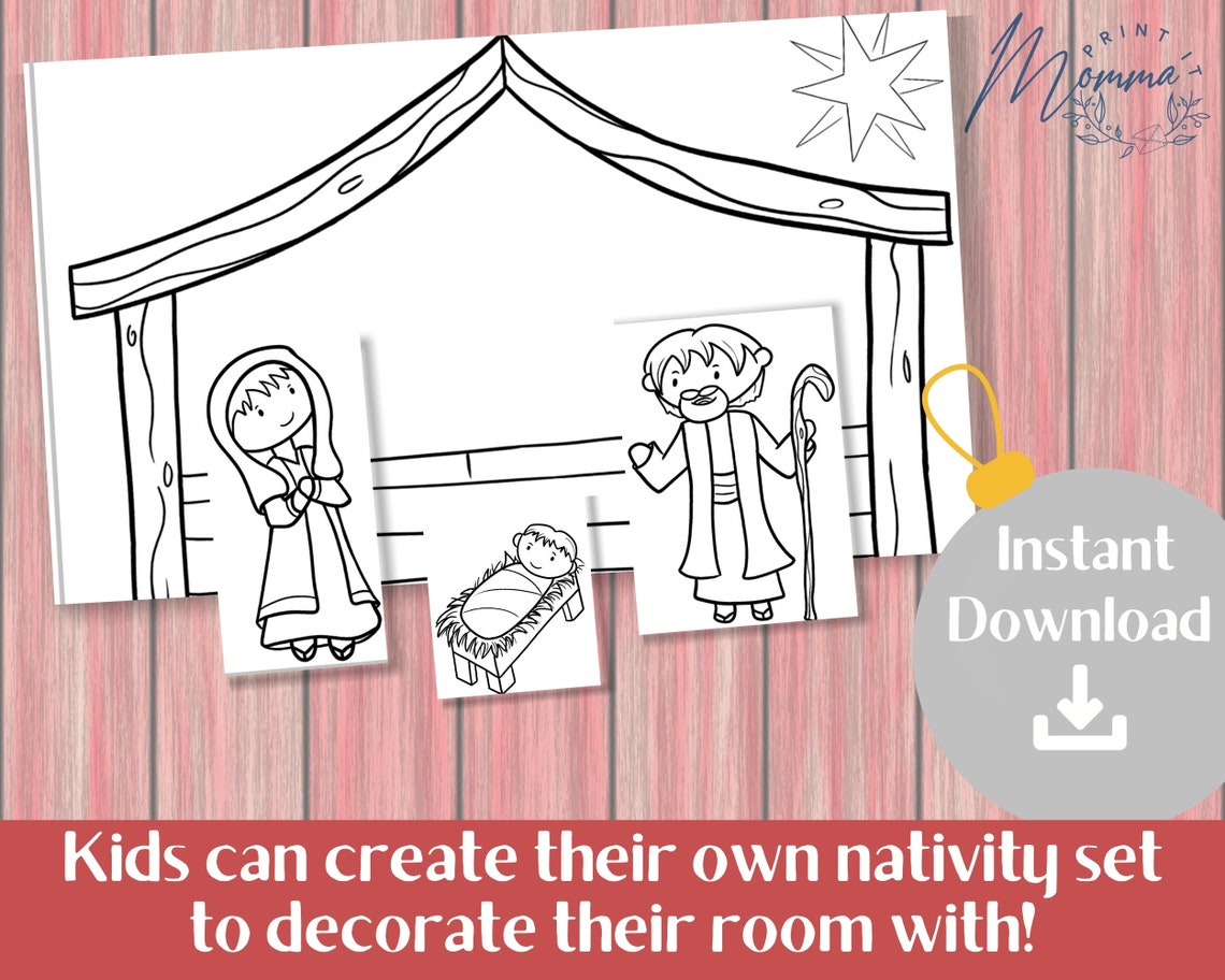3D Paper Nativity Set Coloring Activity Printable DIY - Etsy