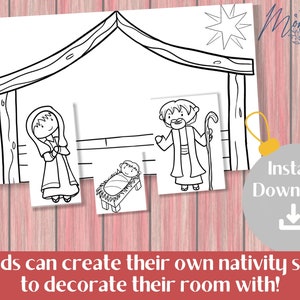 3D Paper Nativity Set Coloring Activity Printable | DIY Christmas ...