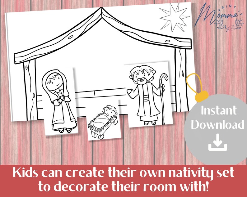 3D Paper Nativity Set Coloring Activity Printable DIY - Etsy