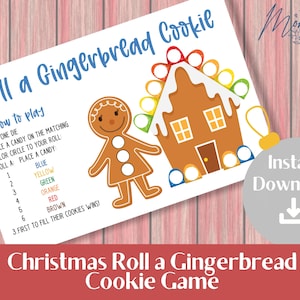 Roll a Gingerbread Cookie Game Printable | Christmas Gingerbread Man ...