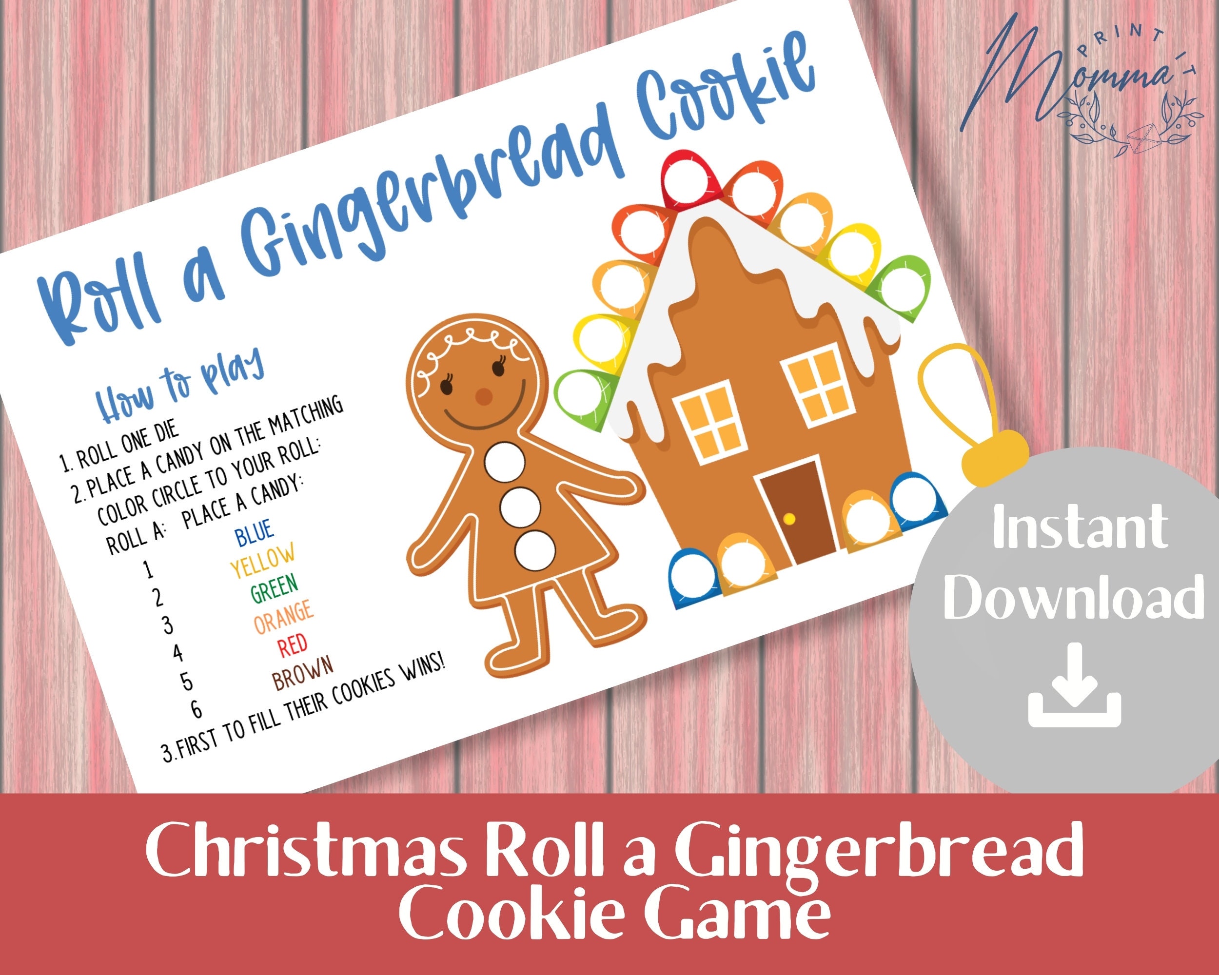 Roll a Gingerbread Cookie Game Printable | Christmas Gingerbread Man ...
