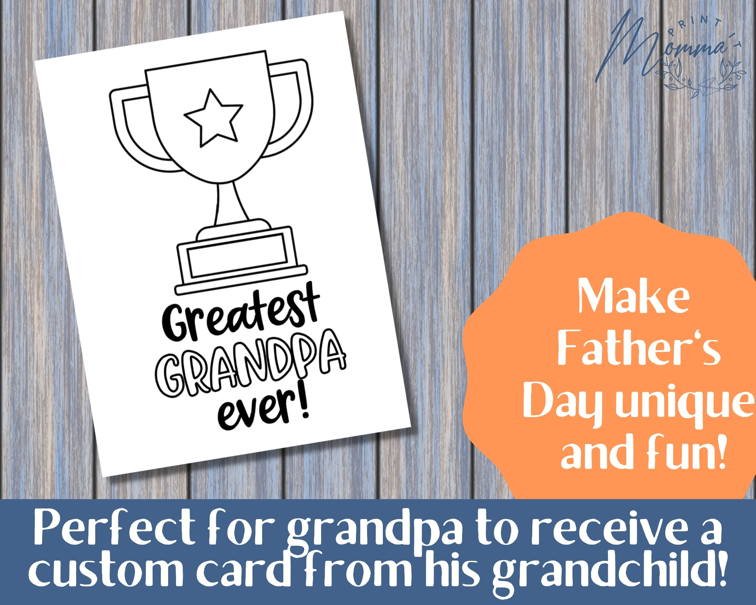 Father's Day Coloring Card Printable Kids Coloring DIY Card Digital ...