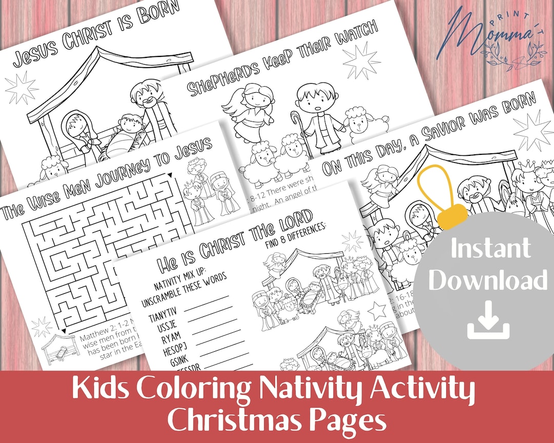 Nativity Coloring Activity Pages Printable | Christmas Nativity ...
