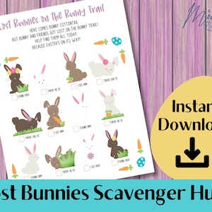 Easter Scavenger Hunt Lost Bunnies on the Bunny Trail Printable ...
