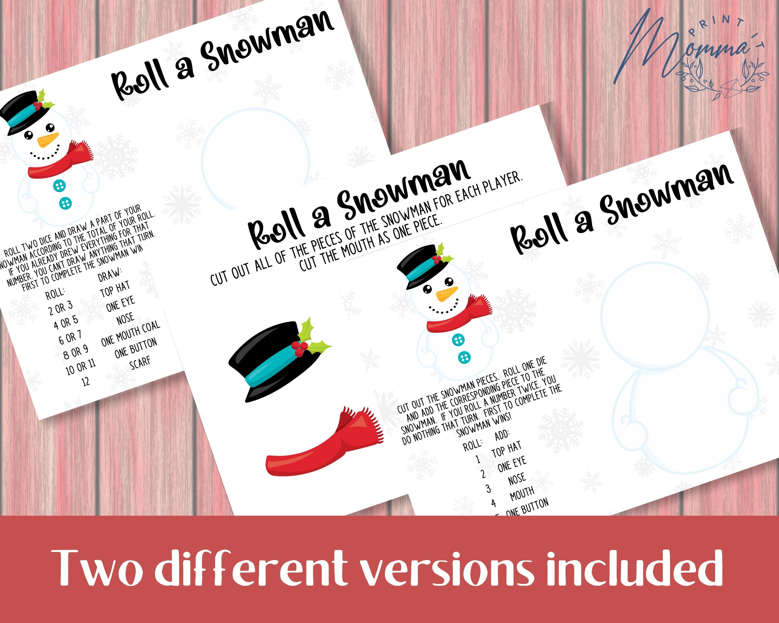 Roll a Snowman Game Printable Roll a Snowman Drawing Game Digital ...