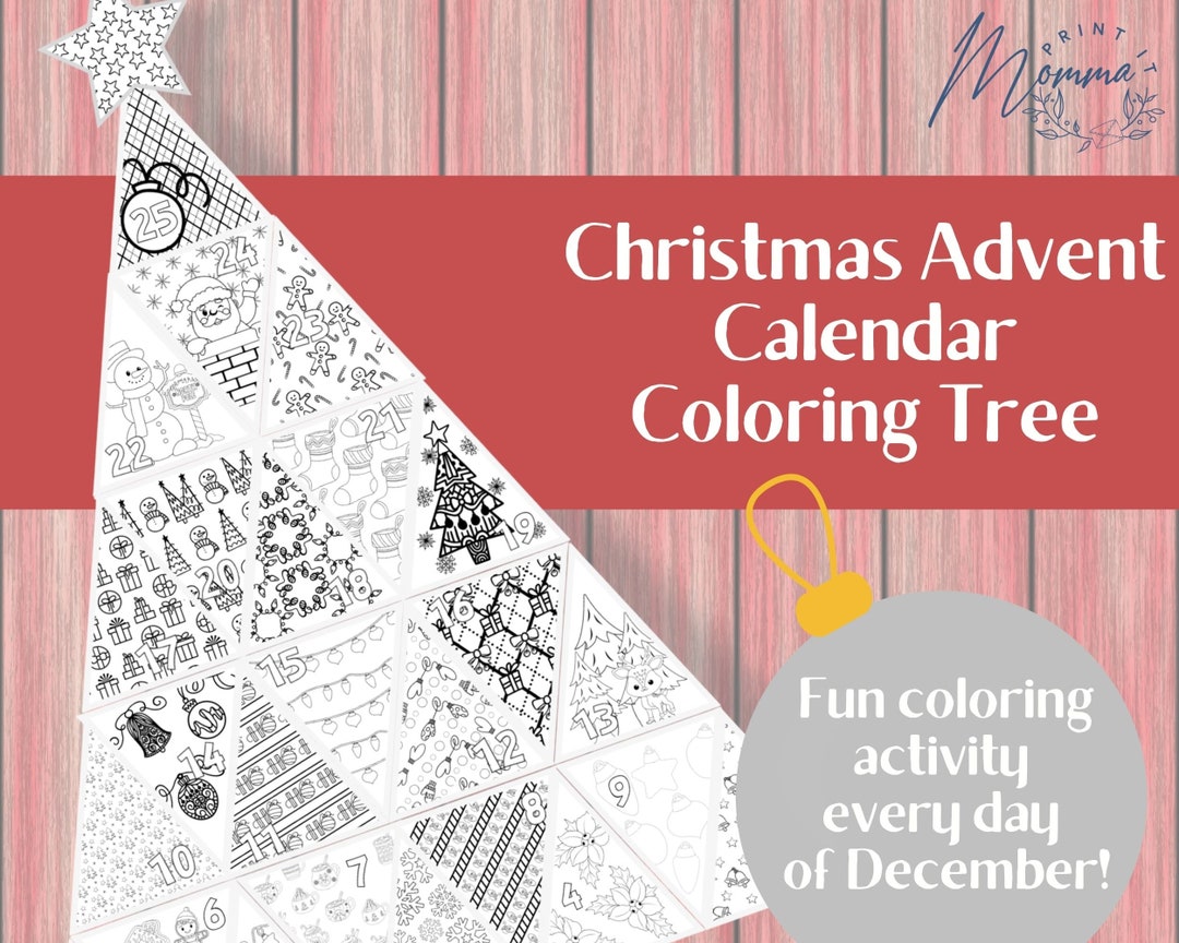 Advent Calendar Coloring Activity Printable | Christmas Advent Calendar ...