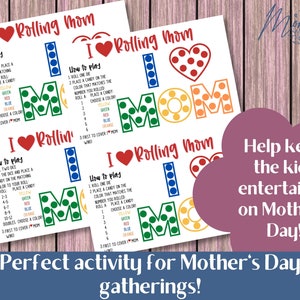 I HEART Rolling Mom Kids Dice Game Printable | Mother's Day Kids ...