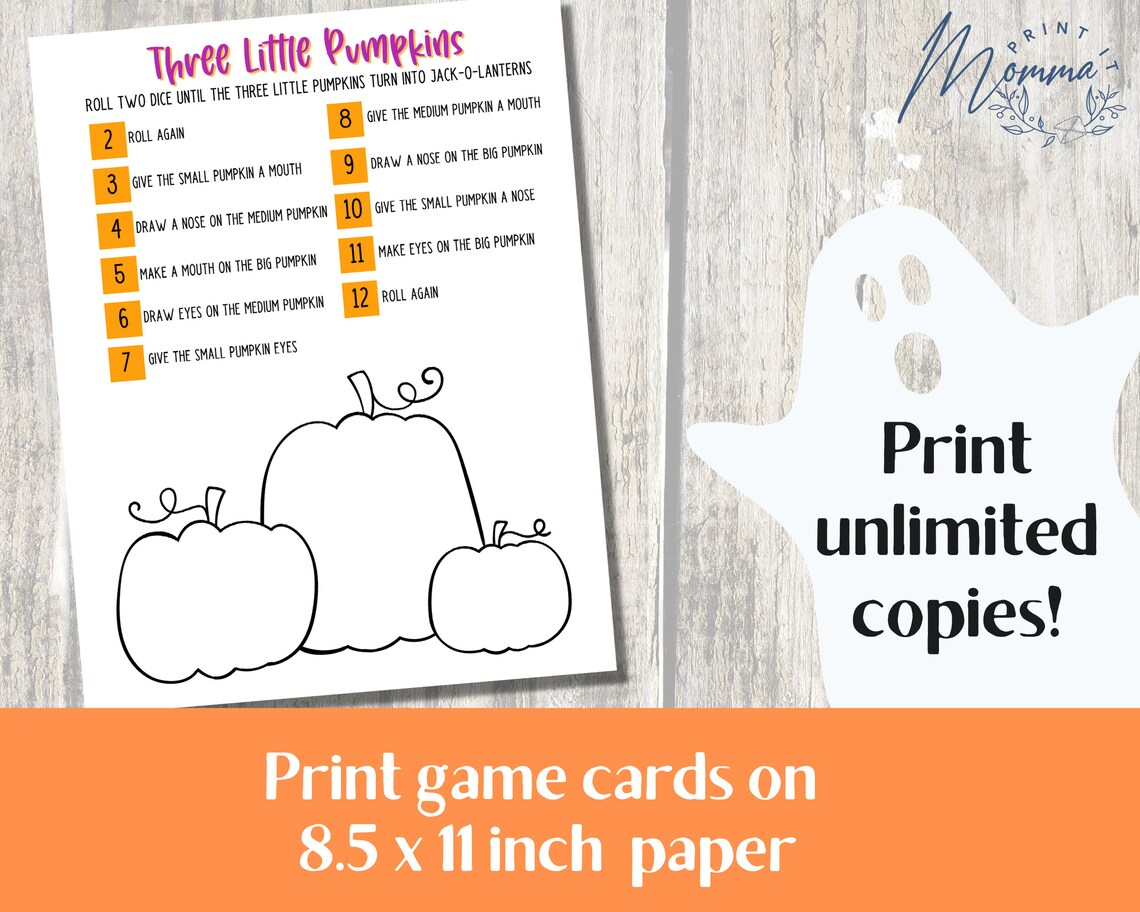 Halloween Dice Game Printable | Three Little Pumpkins Family Board Game ...