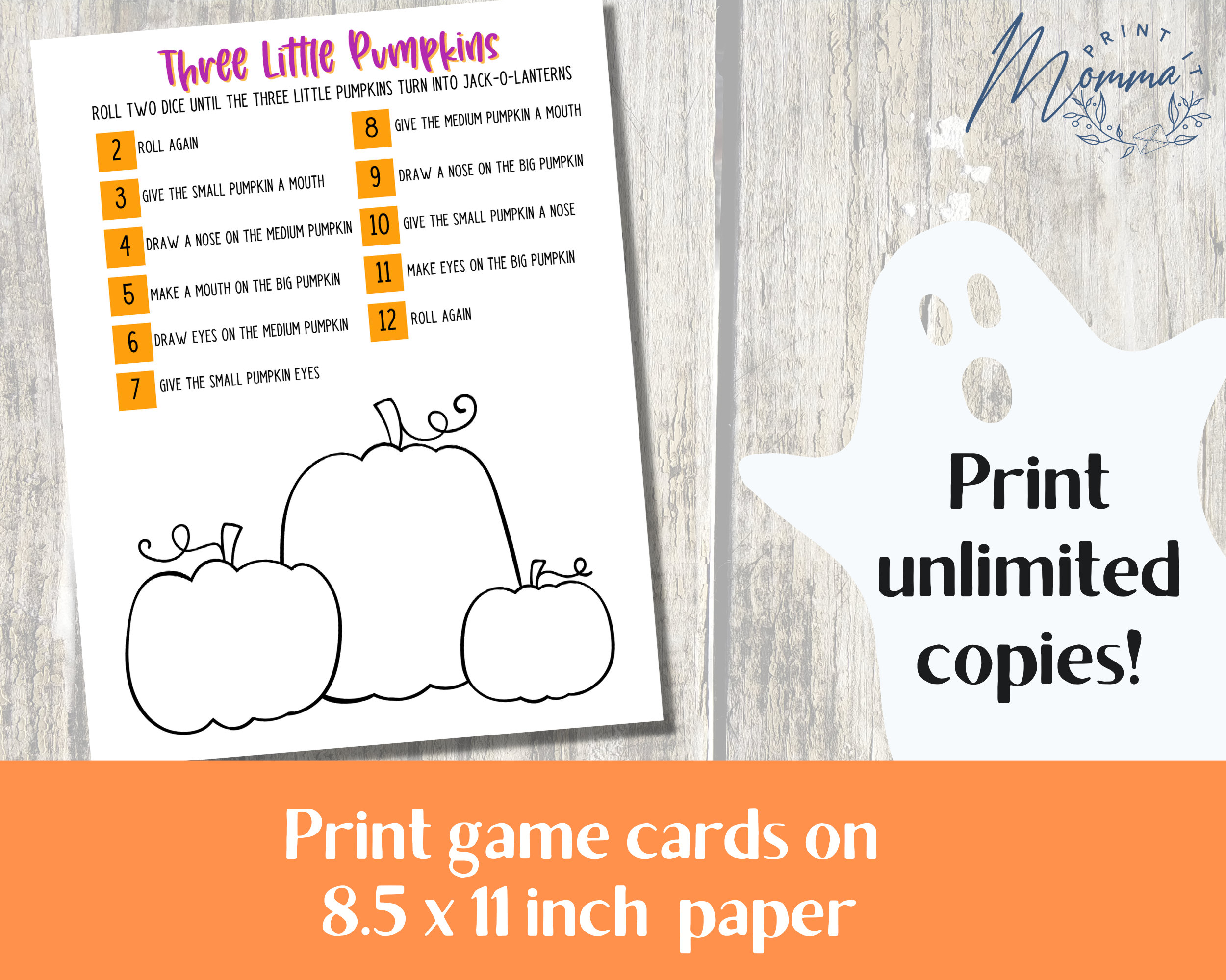 Halloween Dice Game Printable | Three Little Pumpkins Family Board Game ...