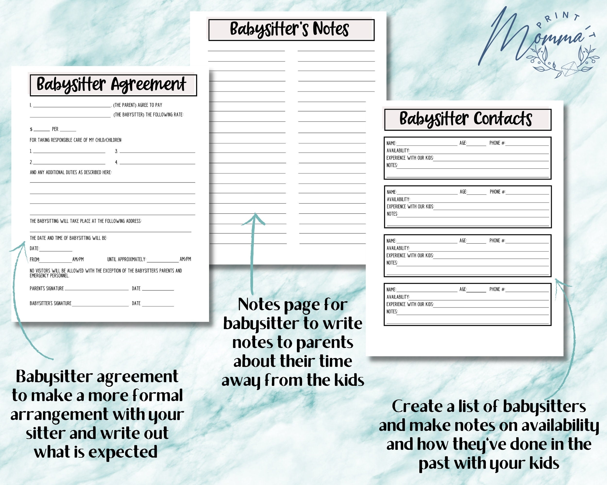 Babysitting Kit for Parents Printable Babysitter's - Etsy Canada