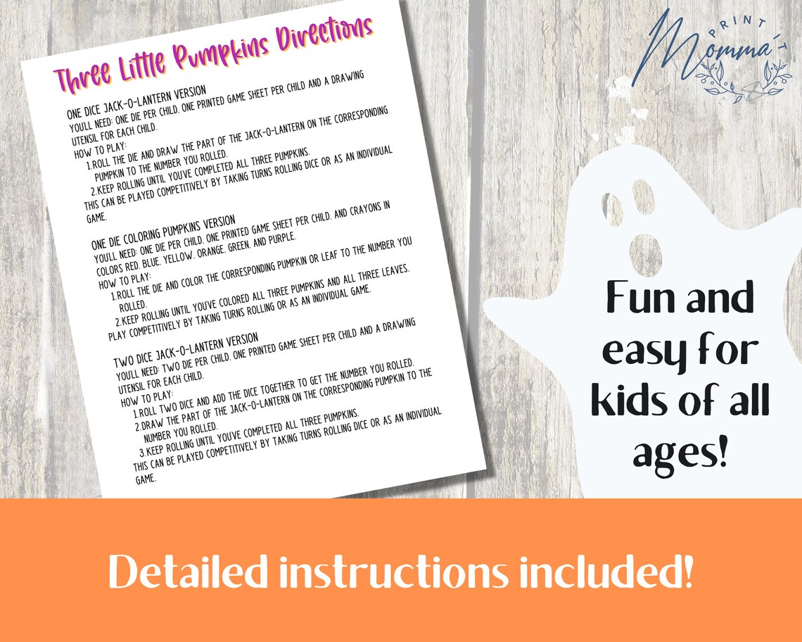 Halloween Dice Game Printable | Three Little Pumpkins Family Board Game ...