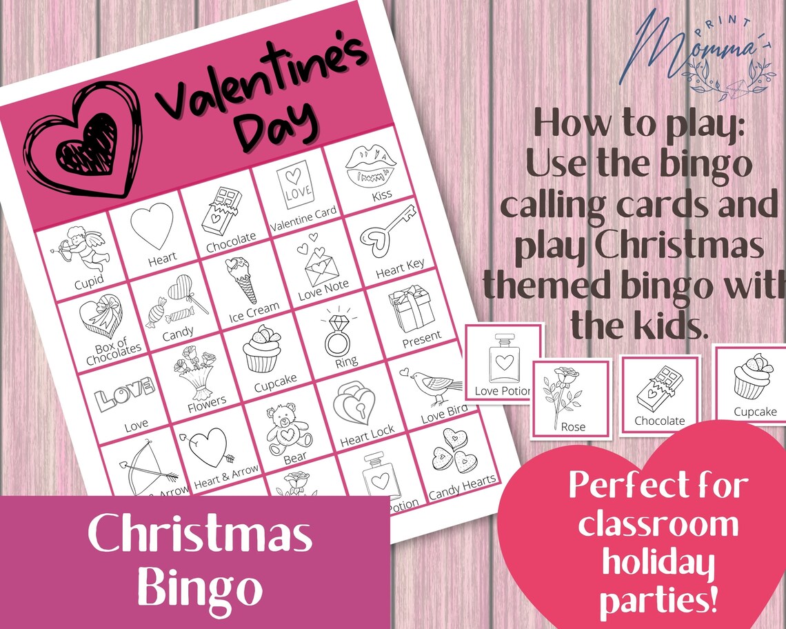 Valentine's Day Bingo Kit Printable Kid's | Etsy