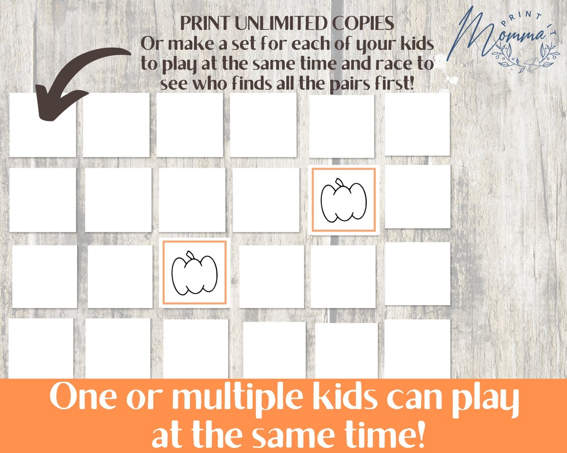 Halloween Memory Matching Game Printable Halloween Kids Concentration ...