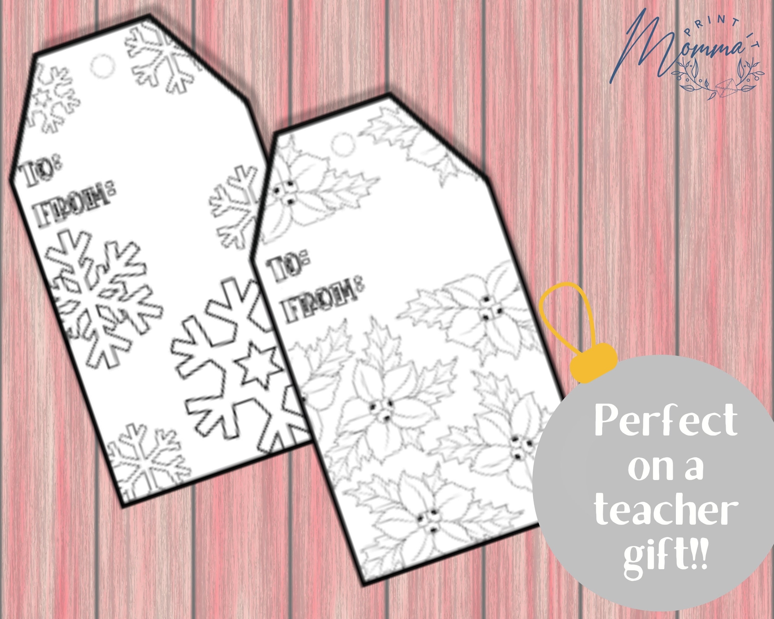 Christmas Coloring Gift Tag Set Printable | Gift Tags for Kids to Color ...