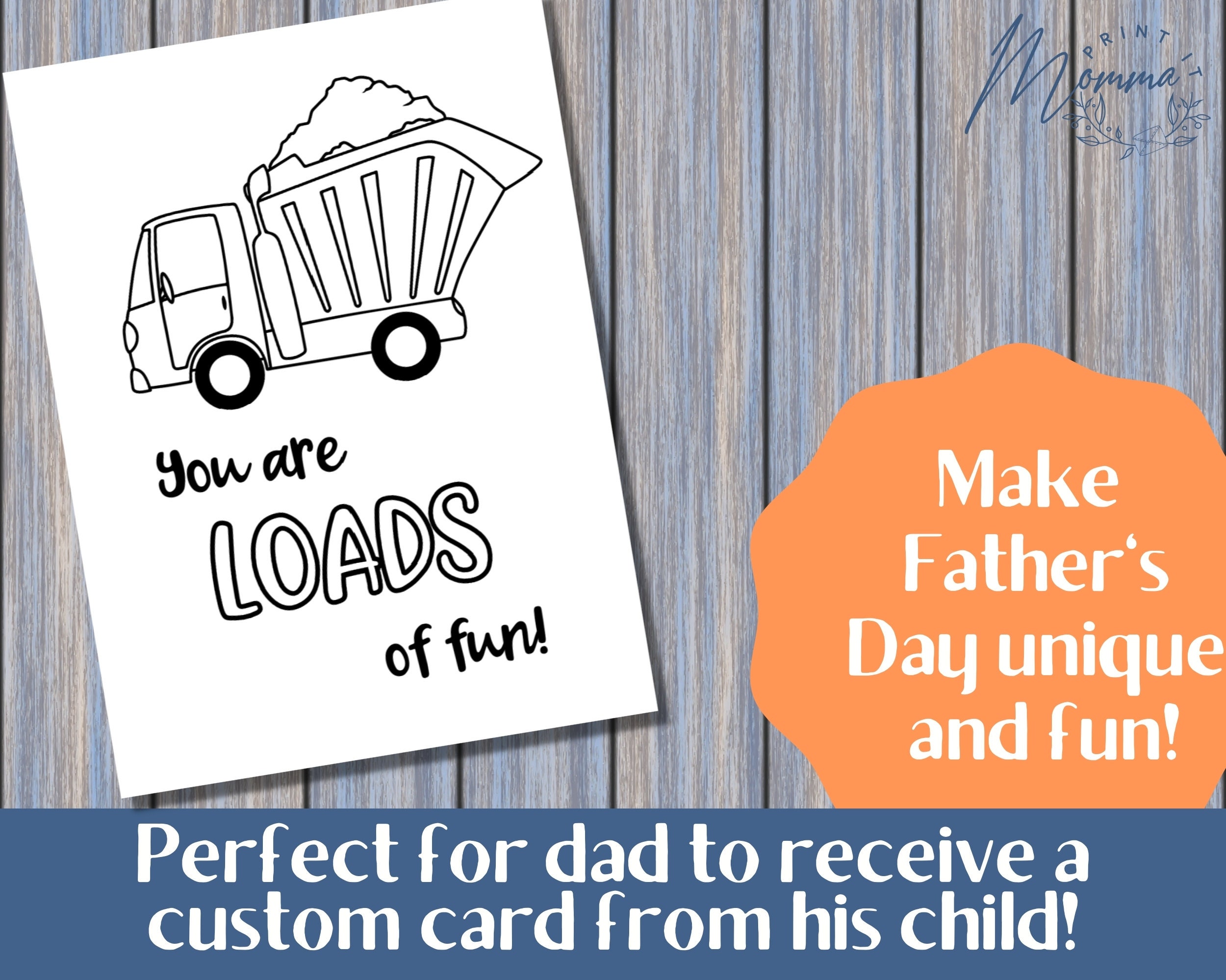 Father's Day Coloring Card Printable Kids Coloring DIY Card Digital ...