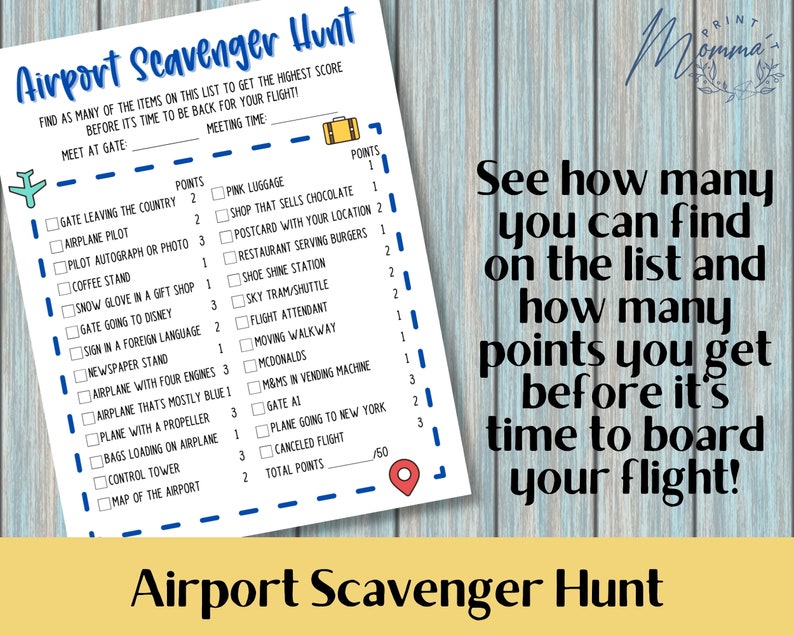 Airport Scavenger Hunt Bundle Printable Family Vacation Activity ...