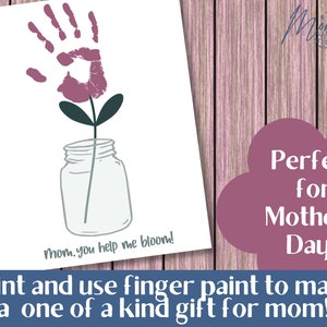 Mother's Day Flowers Gift From Kids Printable | Handprint Art Mom Gift ...