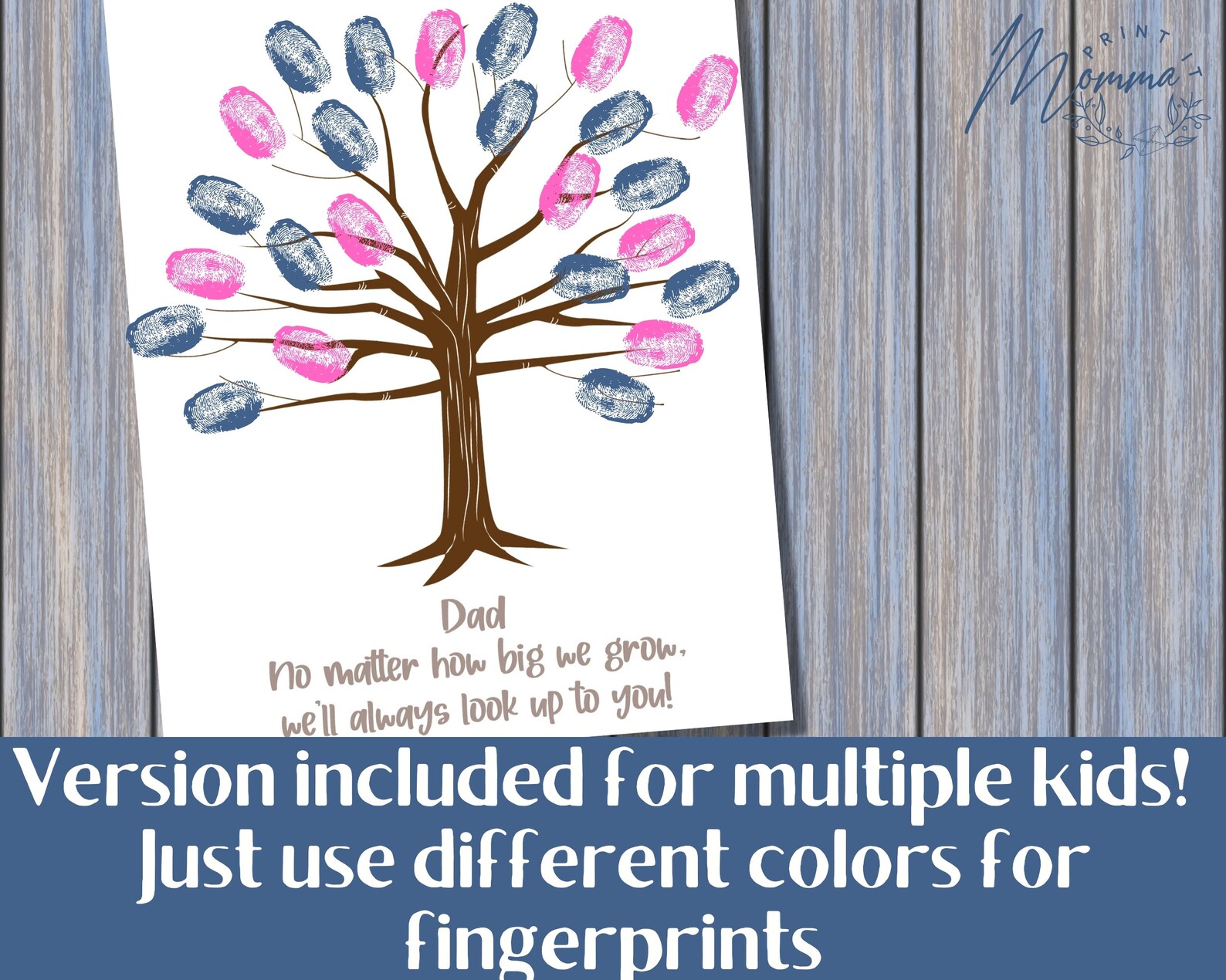Father's Day Gift From Kids Printable Tree Fingerprint or Handprint ...