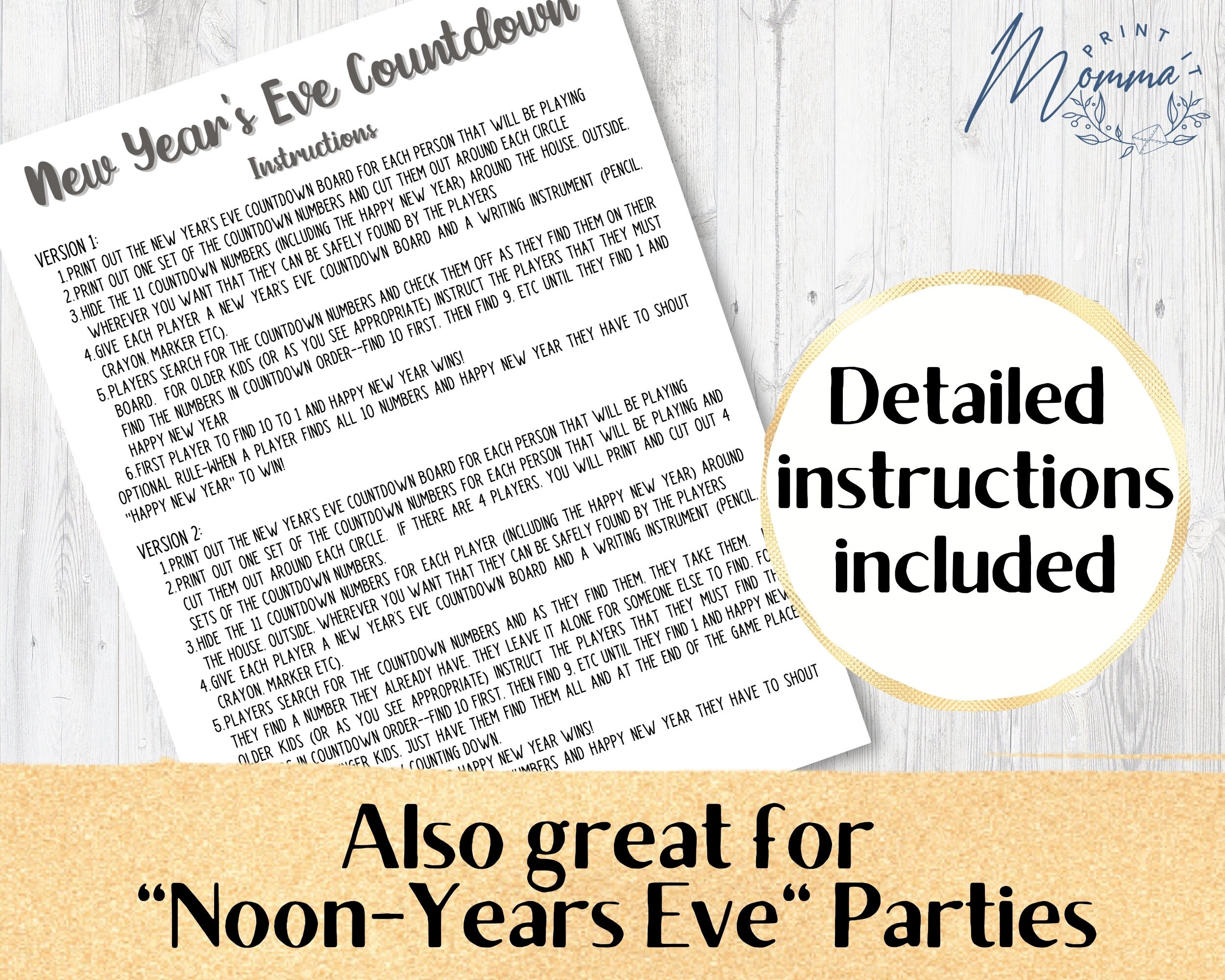 New Year's Eve Scavenger Hunt Game Printable | New Year's Eve Count ...